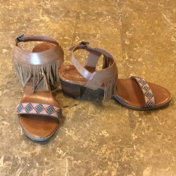 eva and zoe | Shoes | Eva And Zoe Fringe Strap Beaded Sandal | Poshmark